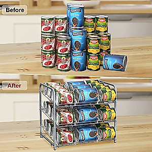 MOOACE 2 Pack Stacking Can Rack Organizer, 3 Tier Stackable Can Storage Dispenser Holder for 36 Cans (Each)