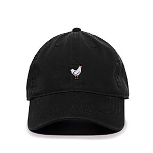Tech Design Chicken Baseball Cap Embroidered Cotton Adjustable Dad Hat Black