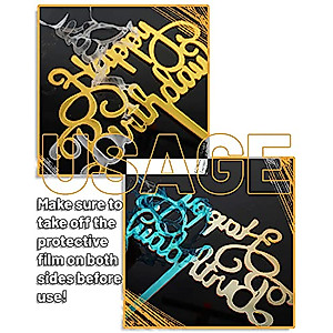 18 Pcs Gold Happy Birthday Acrylic Cake Decoration, Double-Sided Glitter of Birthday Cake Topper for Children or Adults