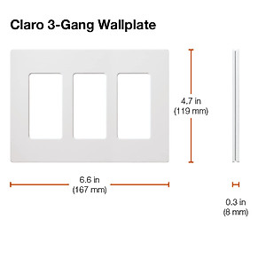 Lutron Claro 3 Gang Decorator/Rocker Wallplate, Satin, Midnight (1-Pack) | SC-3-MN