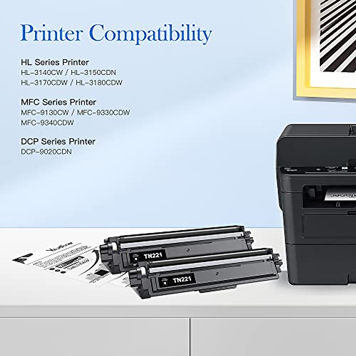 Valuetoner Compatible Toner Cartridge Replacement for Brother TN221BK TN221 TN 221 to use with HL-3140CW HL-3150CDN HL-3170CDW MFC-9330CDW HL-3180CDW MFC-9130CW Printer ( Black,2 Pack )