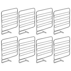 mDesign Versatile Metal Wire Closet Shelf Divider and Separator for Storage and Organization in Bedroom, Bathroom, Kitchen and Office Shelves - Easy Install - 8 Pack - Chrome