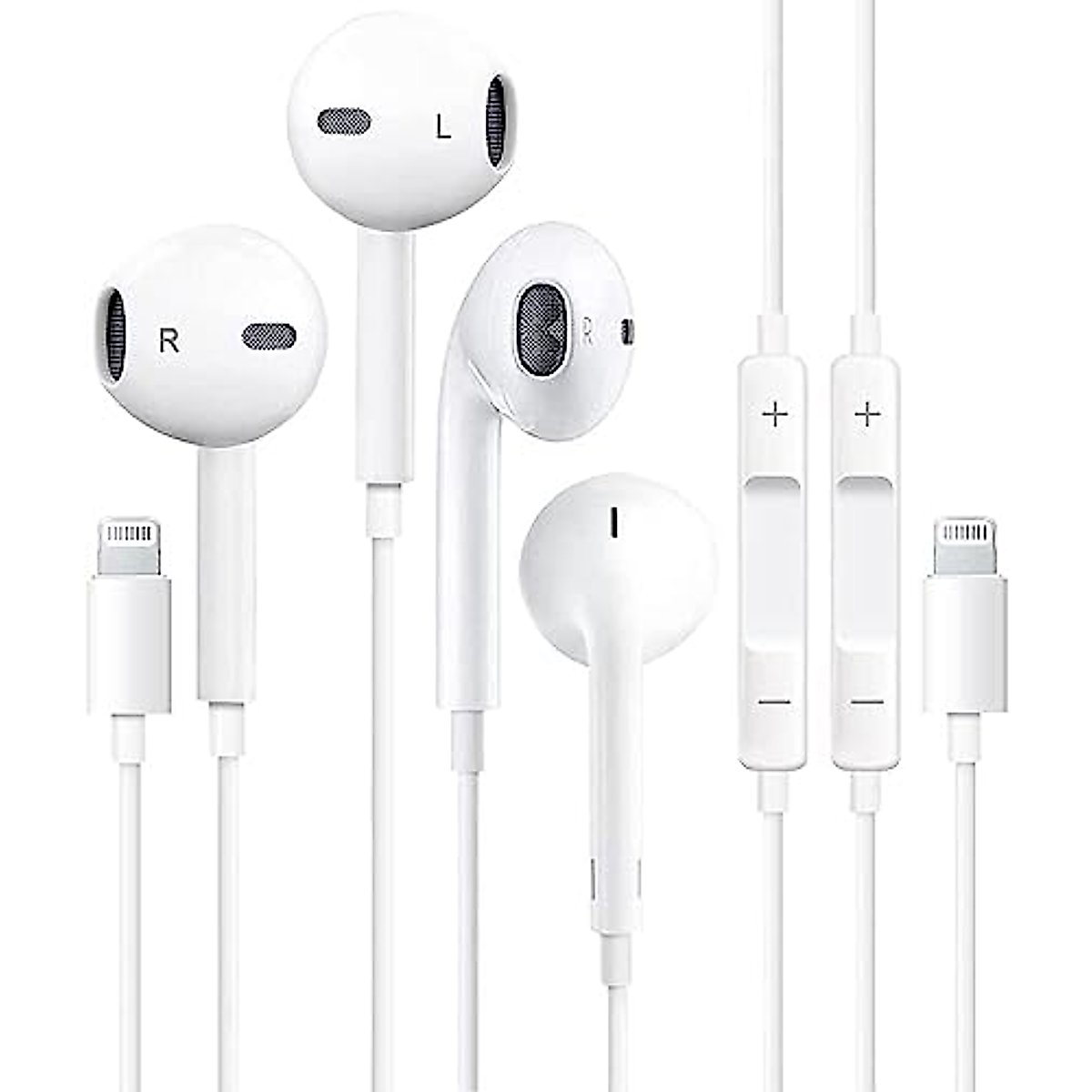 Apple Earbuds for iPhone,2 Pack Wired Headphones with Lightning Connector【Apple MFi Certified】 Noise Isolating Earphones for iPhone 14/14 Pro/13/12/11/XR/XS/8/7 (Built-in Microphone & Volume Control)