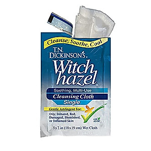 T.N. Dickinson's Witch Hazel On-The-go Multi-use Cleansing Cloth Towelette Singles, 14 Count