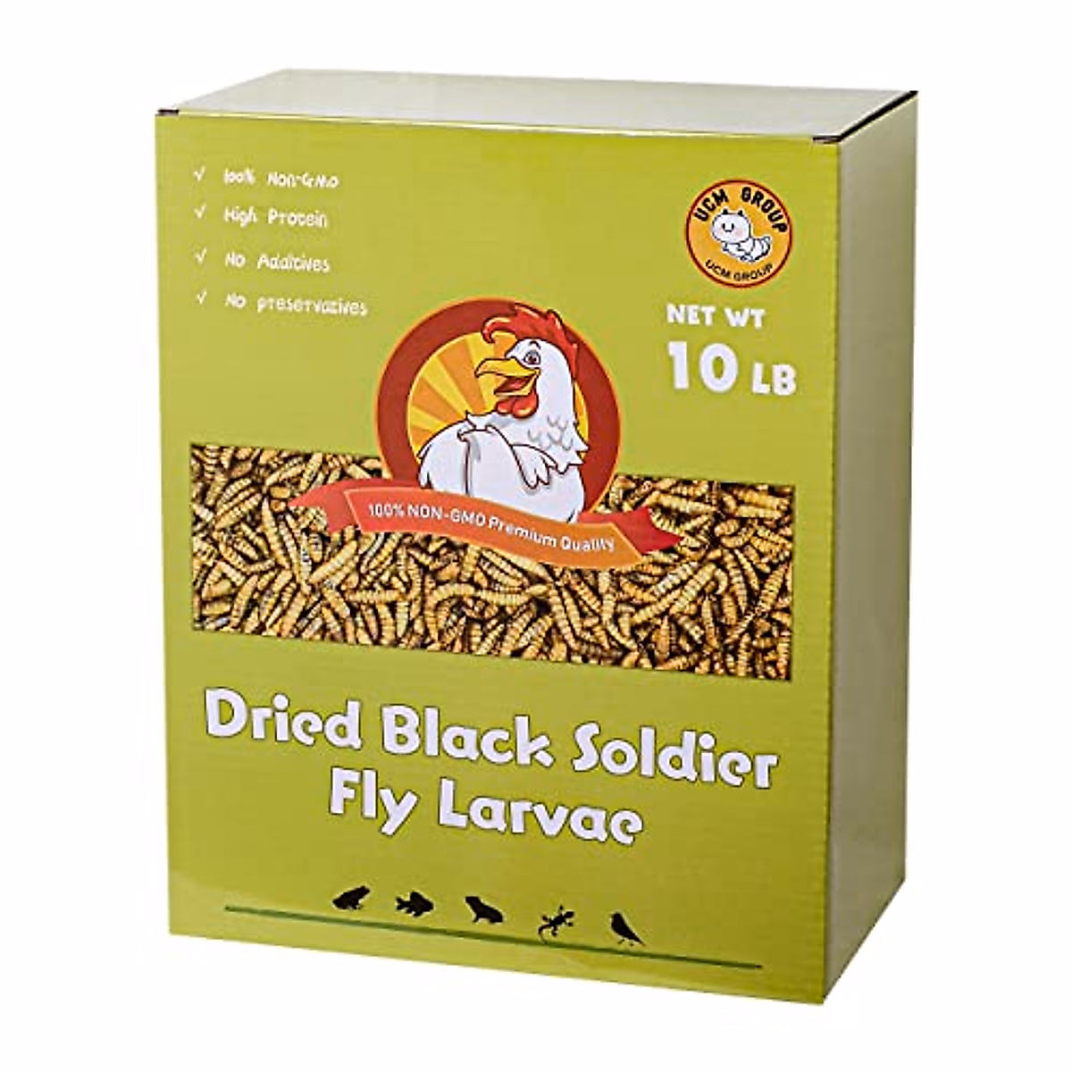 UCM Group 10LB Dried Black Soldier Fly Larvae for Chickens, Birds and Small Pets, High in Calcium