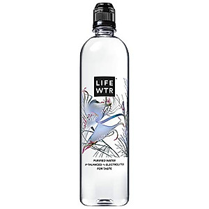 LIFEWTR Premium Purified Water, pH Balanced with Electrolytes, 100% recycled plastic bottles, 23.7 Fl Oz Flip Cap Bottles, 700 mL (Pack of 12)