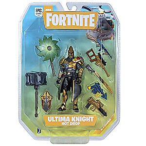 FORTNITE Ultima Knight Hot Drop Figure - 4 Inch Action Figure with 25+ Points of Articulation - Includes Vanquisher Harvesting Tool, Palm Leaf Umbrella Glider, Dragoncrest Back Bling, 5 Weapons