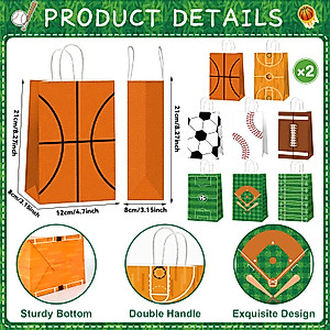 CHUNNIN 16pcs Sports Party Gift Bags Sports Birthday Party Decorations Sport Theme Party Candy Treat Bags Football Basketball Soccer Baseball Party Goodie Bags for Kids Birthday Party Favor Supplies