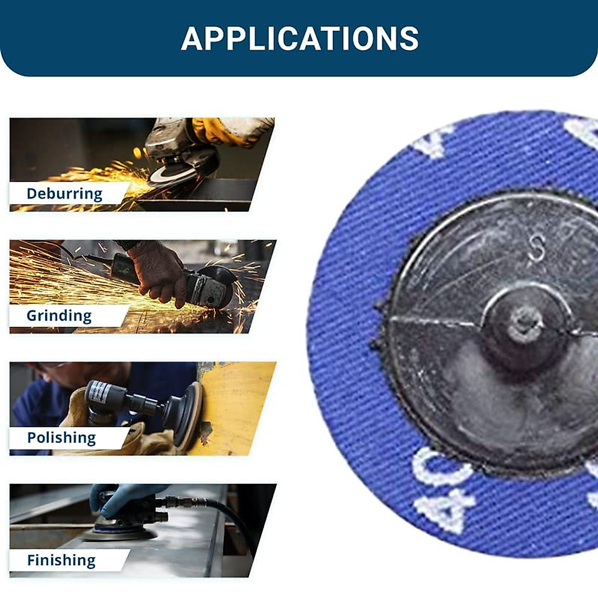 Benchmark Abrasives 2" Quick Change Zirconia Sanding Discs with a Male R-Type Backing Surface Finish Grind Polish Burr Rust Paint Removal Use with Die Grinder (25 Pack) - 80 Grit