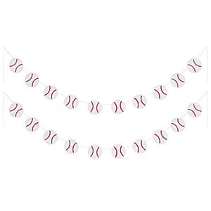 Pack of 2 Baseball Banner Paper Garland Sports Theme Party Decorations for Baby Shower Boy's Birthday Photo Prop Room Decors