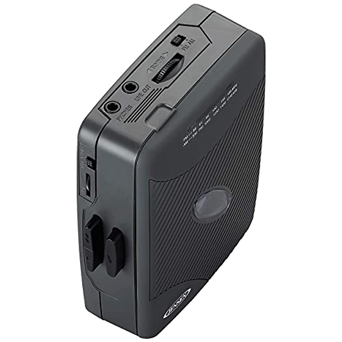 Jensen Portable Stereo Cassette Player with AM/FM Radio + Sport Earbuds (Matte Black Series)