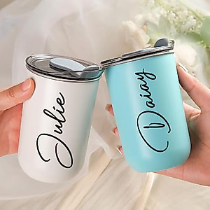 Custom Insulated Coffee Tumbler, 10oz Engraved Stainless Steel Coffee Mug, Personalized Mug with Lid, Spill Proof, Hot Beverage and Cold, Portable Thermal Cup, Ideal Customized Gift for Women, Men
