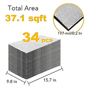 KOIKEY Sound Deadener for Car, Auto Sound Deadening Foam Materials Mat, Heat Insulation and Vibrations Dampening for Audio, Trunk, Floor, Hood, Engine Cover, 197 mil 37.1 sqft