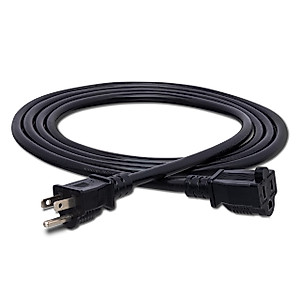 Hosa PWX-408 NEMA 5-15R to NEMA 5-15P Power Extension Cord, 8 Feet