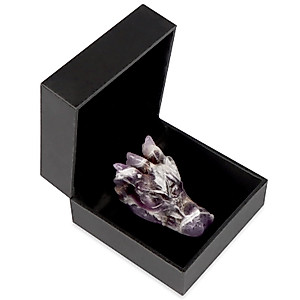 Artistone 2" Crystal Dragon Head Skull Statue, Hand Carved Realistic Dragon Gem Figurines Healing Stone Sculpture for Home Decor with Gift Box