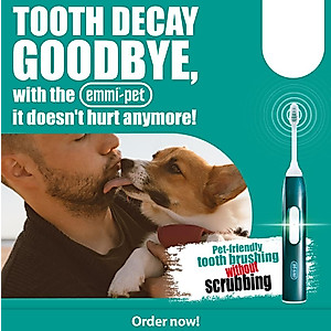 Emmi-pet Electric Toothbrush Set 2.0 for Pets. Healthier Teeth & Gums and Fresher Breath. Patented ultrasonic Technology Cleans Completely Silent, no Vibration and no Brushing. Rechargeable