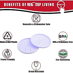 Red Cup Living Red Party Cups Lids- 32 oz, Reusable Plastic Lid, Hot Cup & Mugs Cover, Outdoor Drink Cover- Travel, Office & School, Eco-Friendly & Dishwasher Safe, Double Wall Design, Set of 2