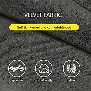 Velvet Accent Chair, Velvet Chairs Shell Sofa Chair With Footstool Ottoman, Modern Leisure Chair With Black Metal Legs & Golden Leg Base, Upholstered Chair for Living Room/Bedroom/Office, Dark Grey