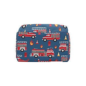 Liveweike Fire Trucks Car Dark Blue Personalized Diaper Bag Backpack Custom Name Daypack Large Mommy Bags for Teen Girl Boy Student