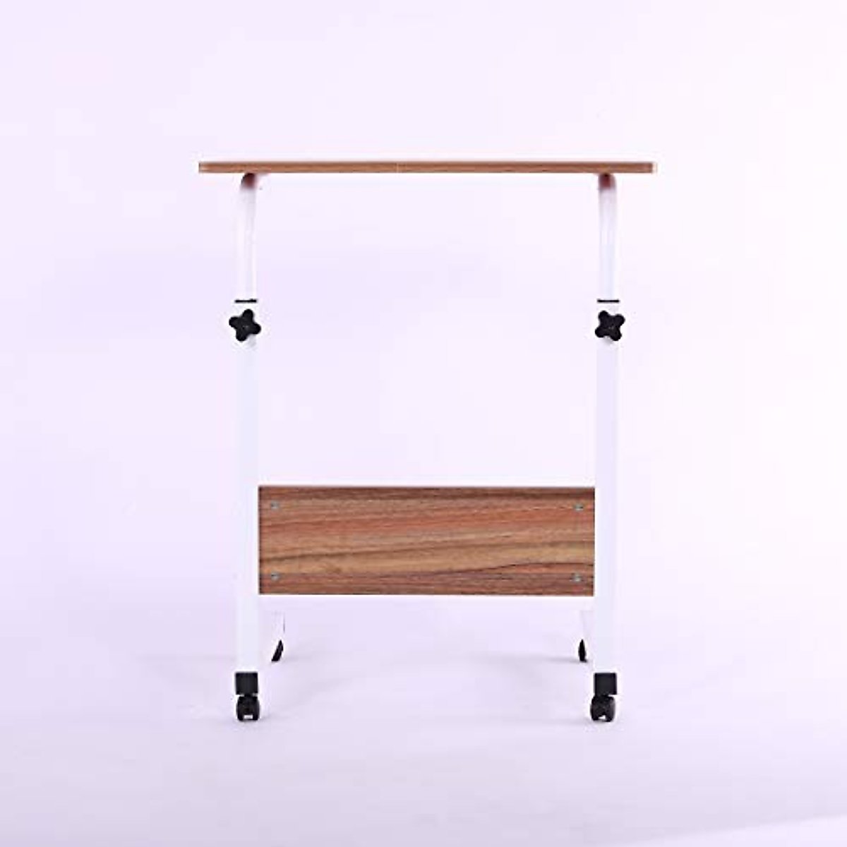 Fancasa Laptop Cart 31.5" Mobile Table Movable Portable Adjustable Notebook Computer Stand with Wheels (Teak)