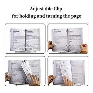 Blizzow Desk Book Stand Holders for Reading Hands Free, Durable Metal Adjustable Book Stand, Sturdy Lightweight Foldable Portable Bookstand -Cookbook, Recipe, Tablet, Music Book, Documents (White)
