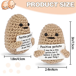 JELUTAR Mini Funny Positive Potato, 3 inch Knitted Doll with Positive Card for Cheer Up Gifts and Party Decorations, Cute Positive Potato Crochet Doll for Birthday Gifts (Positive Potato)