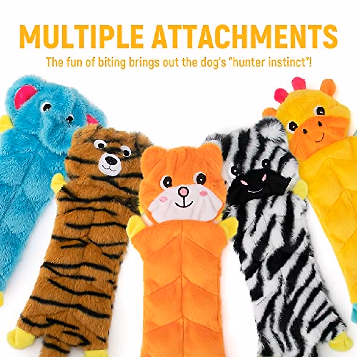 AWOOF Dog Squeaky Toys No Stuffing, Crinkle Dog Toy (Animals)