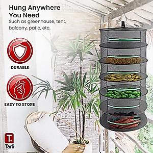Tarli 6 Layer Herb Drying Rack Comes with Fabric Cover - 8 inch Bigger Shelves and Premium Breathable Mesh for Efficient Drying of Herbs, Flowers, Seeds, Fish, etc - Designed in USA