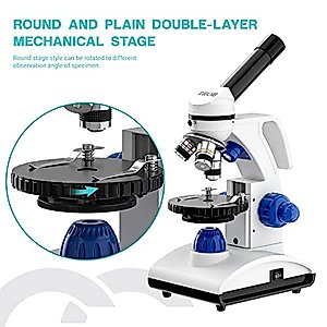 ESSLNB Microscope 1000X Student Microscope for Kids LED Biological Light Microscope with Slides and Phone Adapter All-Metal Optical Glass Lenses