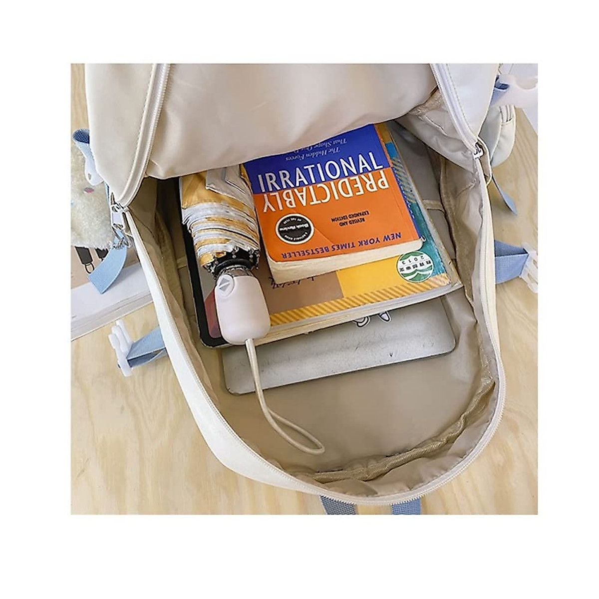 JHTPSLR Aesthetic Backpack with Purse and Plushies Cute Kawaii Backpack with Accessories Japanese Backpack Teen Girls Back to School Supplies (Black)