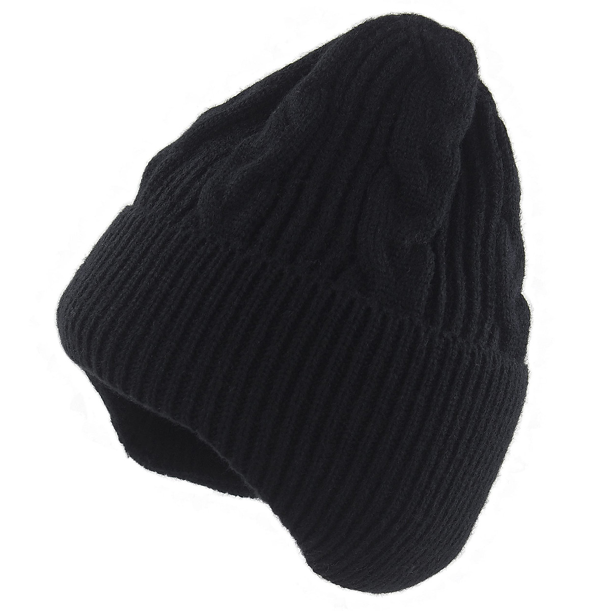 Muryobao Womens Winter Beanie Hat Slouchy Knit Hats Soft Warm Ski Skull Cap with Ear Flaps Black