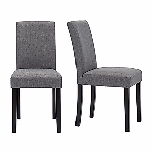 LSSBOUGHT Set of 4 Classic Fabric Dining Chairs Dining Room Chair with Solid Wood Legs, Grey