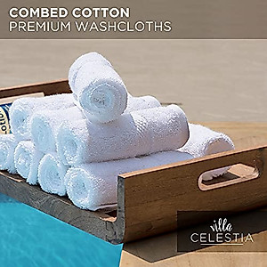 Villa Celestia Premium Wash Cloth 100% Cotton White Wash Clothes for Body and Face-Soft & Luxury Cloths for Washing Face, Face Towels for Bathroom 650 GSM Wash Cloths,Pack of 6 (12"X12")