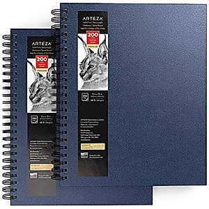 ARTEZA Spiral Sketch Book 9x12 Drawing Pad 2 pack 100 Sheets Sketch Pads for Drawing for Adults & Teens
