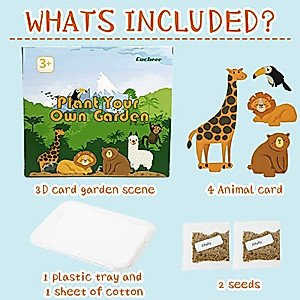 Grow Your Own Jungle Garden - Alfalfa Microgreen Growing Kit 3D Garden Scene with Attachable Animal Cards, Best Birthday Crafts Gifts for Girls & Boys
