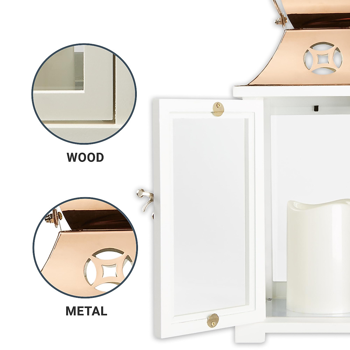 Let’s Make Memories Personalized Memorial Lantern - Sympathy - Condolences - LED Candle - Automatic Timer - Wood/Stainless Steel - Copper Finish - for Loved Ones in Heaven