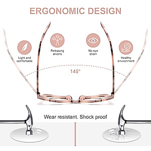 ZEHEXA Reading Glasses for Women Blue Light Blocking Glasses Filter UV Square Readers Glasses for Men and Women 5 Pack 1.5