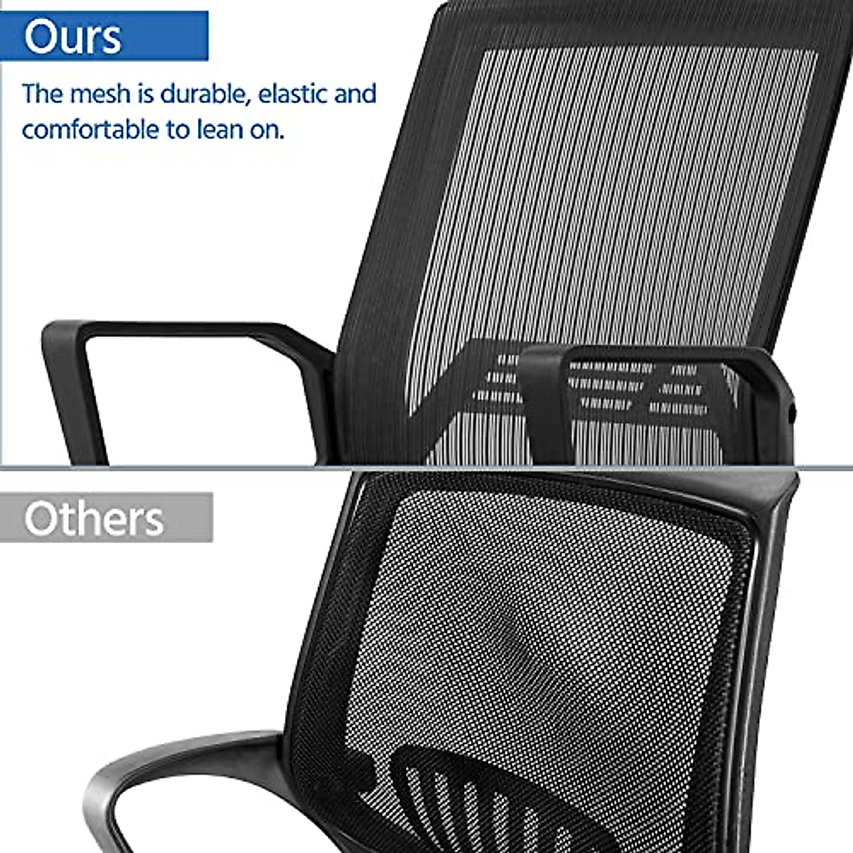 Topeakmart Mesh Desk Chair for Office, Ergonomic Adjustable Task Chair with Rolling Casters, Mid Back Student Chair for Home Black