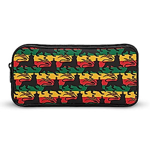 Rastafarian Lion Flag Pencil Case Makeup Bag Big Capacity Pouch Organizer for Office College
