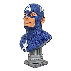 Legends in 3-Dimensions: Marvel Comics Captain America 1: 2 Scale Bust, Multicolor