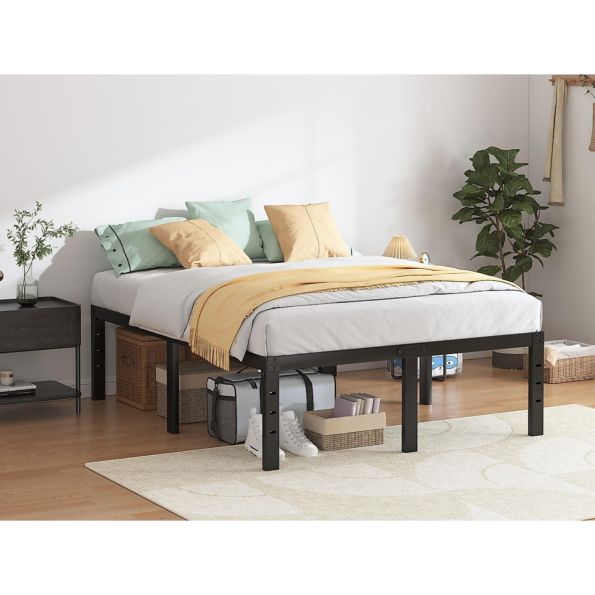 QEROMY Full Size Bed Frame - 18 in Sturdy Platform Bed Frame Full, Heavy Duty Metal Bed Frame No Box Spring Needed, Quick & Easy Assembly, No Noise, Black
