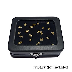 Novel Box Black Leatherette Glass Top Gem Box Loose Stone Jewelry Case Display with ClaspReversible Pad - White & Black