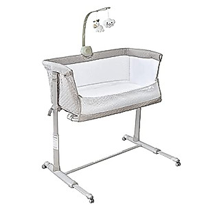 Cloud Baby Premium Bassinet Plus Hanging Doll, Music and Built-in Wheels - Best Baby Bassinets for Infant Newborn Girl Boy Unisex, Bedside Bassinet, Portable Crib, and Sleeper for Safer Co-Sleeping.