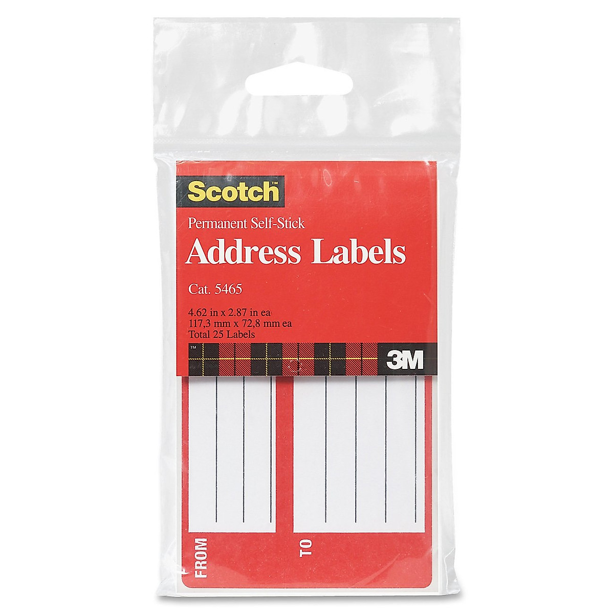 Scotch Permanent Address Labels, Pack of 25, 4.62 in x 2.87 in, White (5465-PDQ)
