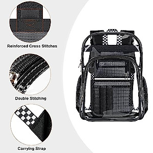 PAMANO Clear Backpack Transparent Heavy Duty Bookbag See Through Bag for College Work Travel Security, Black