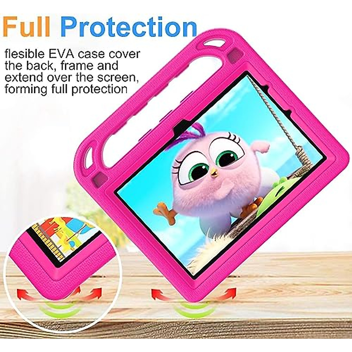 BMOUO 2021 All-New 10 Tablet 2021 Case - with Screen Protector, Shockproof Lightweight Kid-Proof Cover Handle Kids Case for All-New 10 inch Tablet(Only Fit 11th Generation, 2022 Release) - Rose