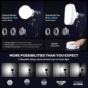 Godox ML30Bi Handheld Bi-Color LED Video Light, Portable Studio LED Continuous Light 2800K-6500K, 41000 lumens CRI 96+ TLCI 97+, 21 FX Effects, APP Control, Silent Mode, Compatible with Godox Mount