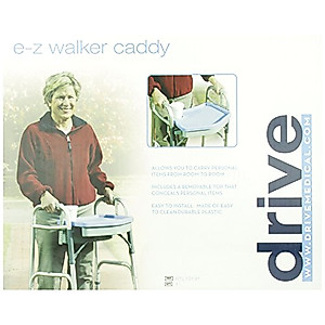 Drive Medical RTL10131 E-Z Walker Caddy with Tray, Gray/Blue