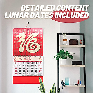 MAGICLULU Paper Calendar 2024 Wall Calendar Vintage Year of Dragon Hanging Calendar Traditional Chinese Lunar Calendar Monthly Schedule Agenda Planner for Home Office Calendar Washi Tape