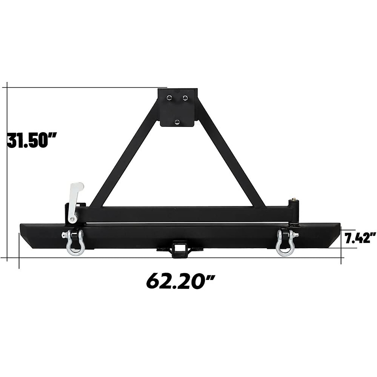 YUFUDE Rear Bumper with Tire Carrier & D-Ring Fits YJ & TJ (Black, Iron Steel),Easy to install,Free return